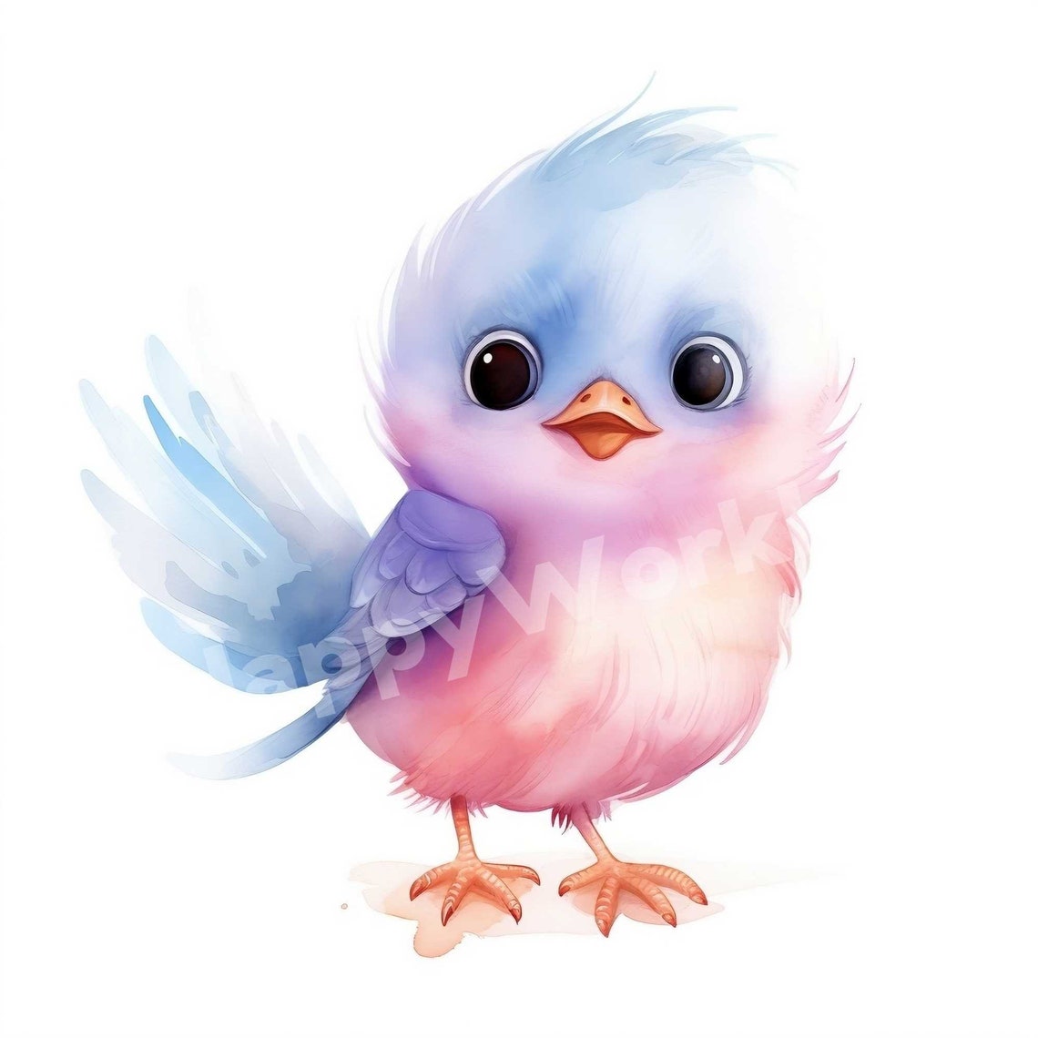 Cute Bird Clipart Bundle - Set of 10 Watercolor Birds & Funny Baby ...