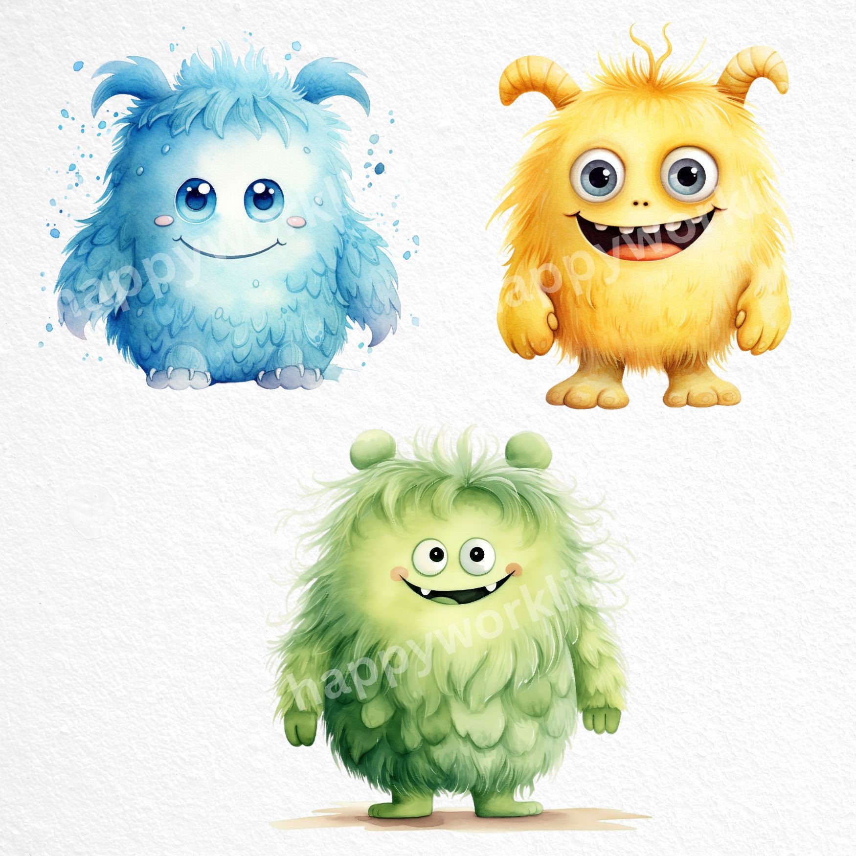 Frightfully Fun Monsters Clipart Bundle - Cute Monster Clipart, Kawaii ...