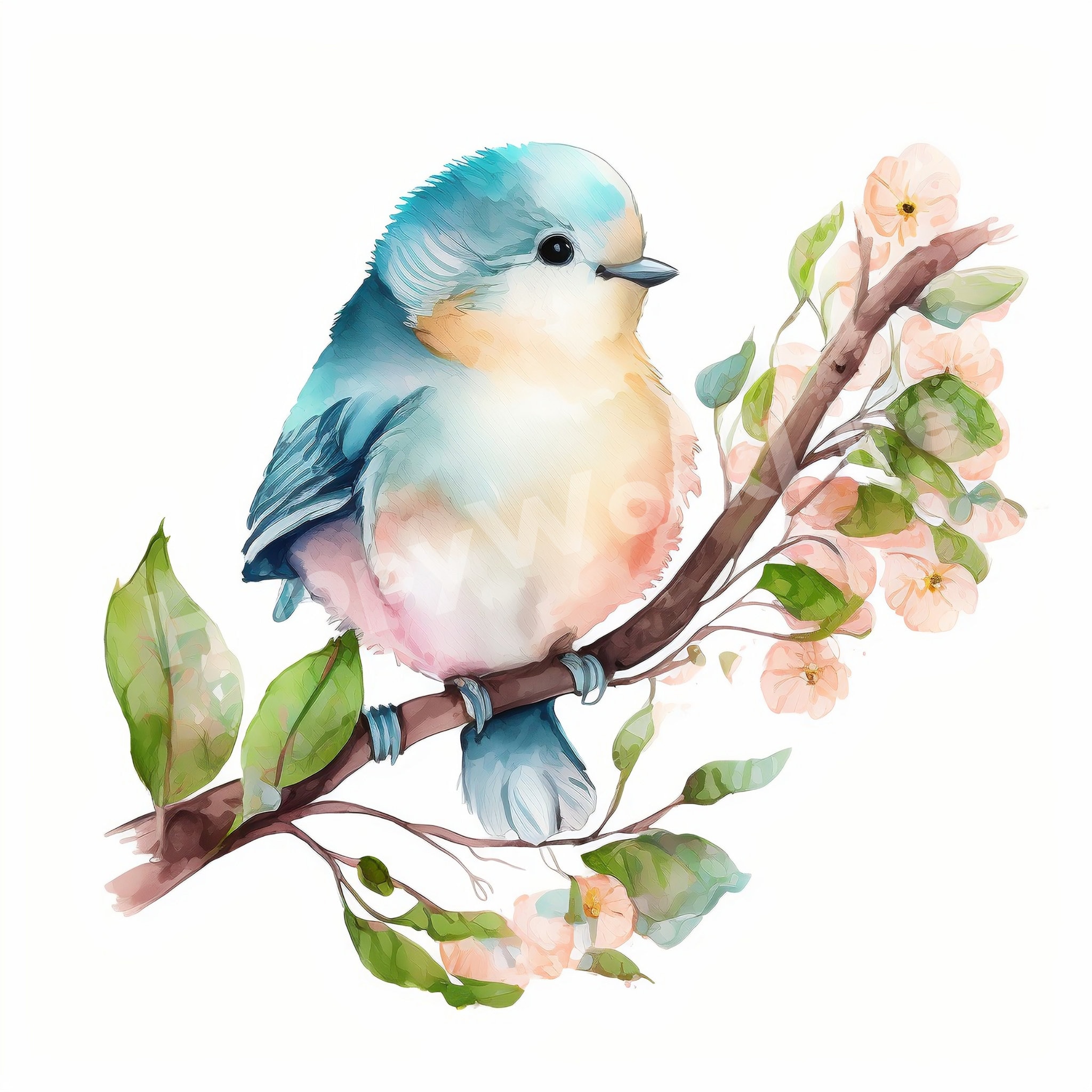 Floral Bird Clip Art Bundle Set of 10 High-quality Jpgs Instant Digital ...