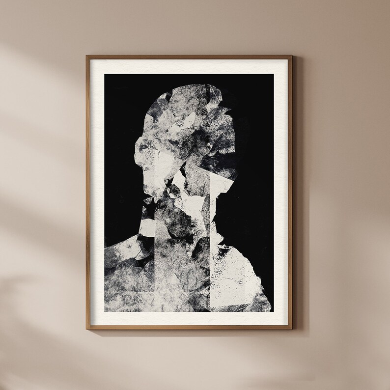 Abstract Portrait, Large Printable Art, Modern, Digital Download, Black ...