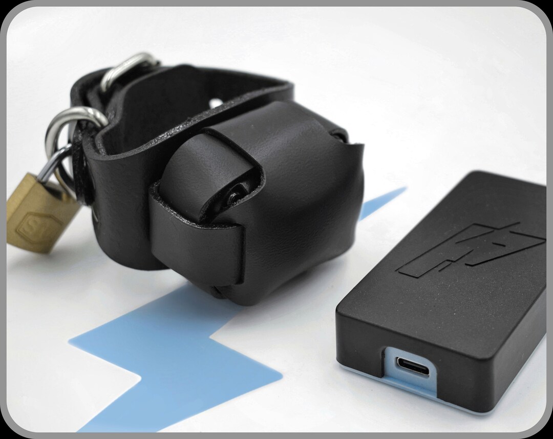 Pishock Version Handmade Leather BDSM Lockable Estim CBT Stimulator - Etsy