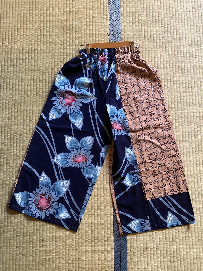 Japans Vintage Stof Persimmon Geverfde Remake Broek Indigo Kakishibu - Etsy