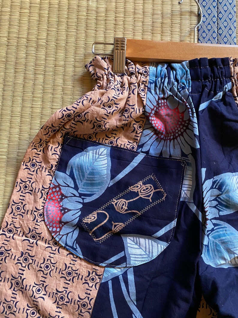 Japans Vintage Stof Persimmon Geverfde Remake Broek Indigo Kakishibu - Etsy