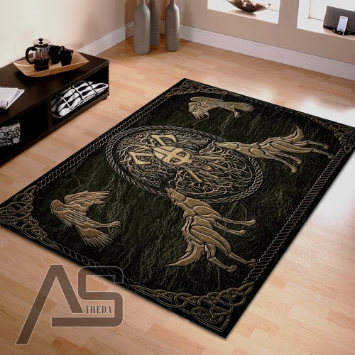 Viking Decor Rug Valknut Norse Pagan Art Scandinavian Folk - Etsy