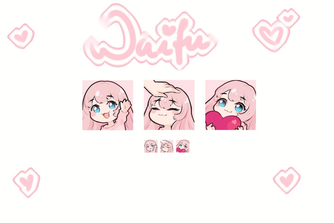 Bundle Cute Chibi Emote Pink Hair/blue Eyes Cute Emotes for - Etsy