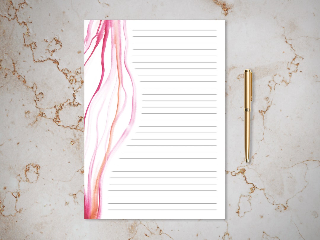 Printable Watercolor Stationery Lined Writing Paper Note Paper Digital ...