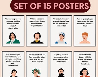 Influential Inspiring Authors Book Quote Wall Collage Bundle Set of 10 ...