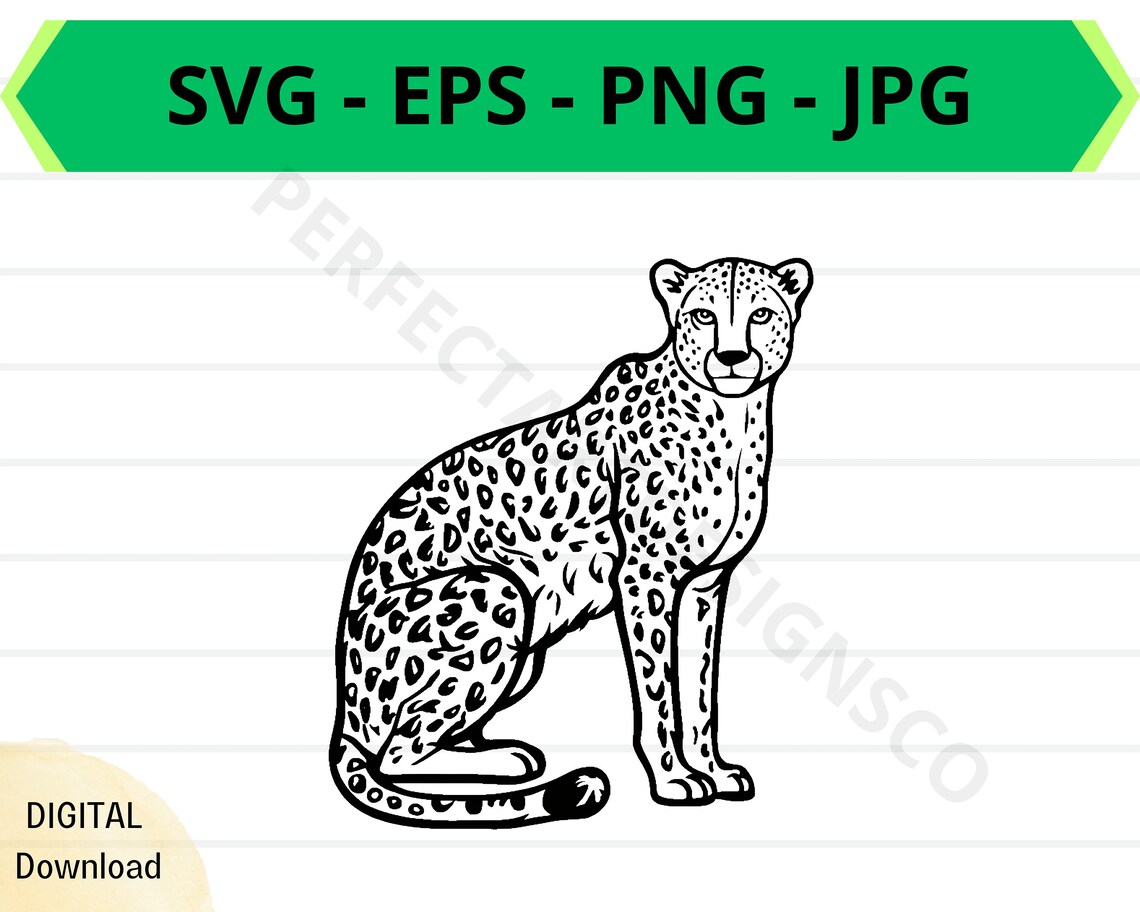 Cheetah Outline Svg, Cheetah Clipart, Cheetah Svg for Shirt, Svg File ...
