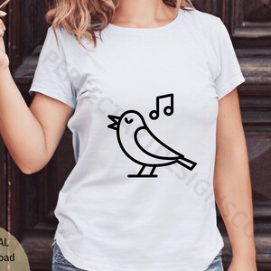 Bird Singing Outline Svg File, Bird Singing Cutting Svg File for Cricut ...