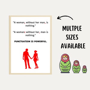 Punctuation Saves Lives Posters, Funny Grammar Poster Wall Art Set of 2 ...
