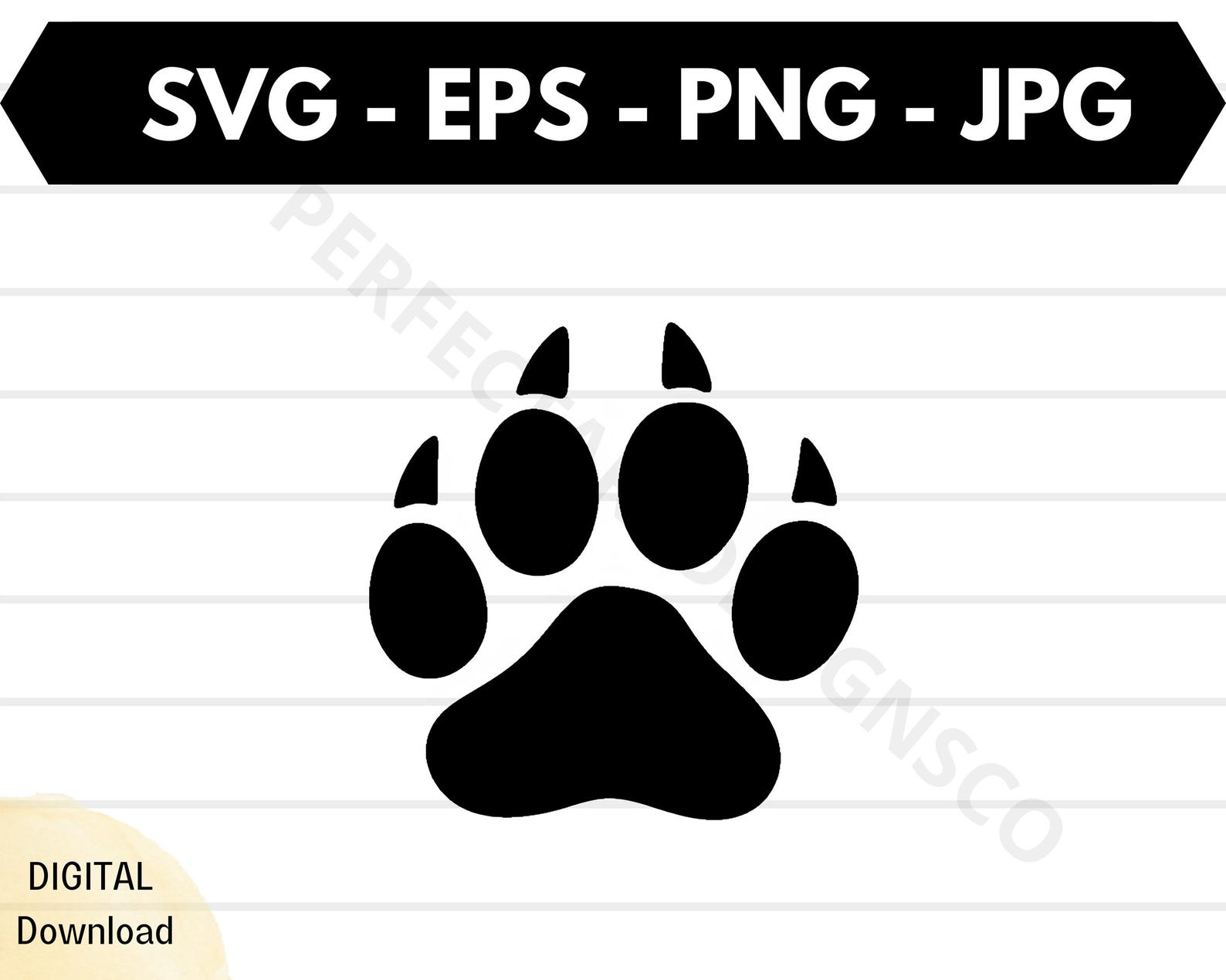 Tiger Paw Print Silhouette Svg File, Tiger Paw Print Cutting Svg File ...