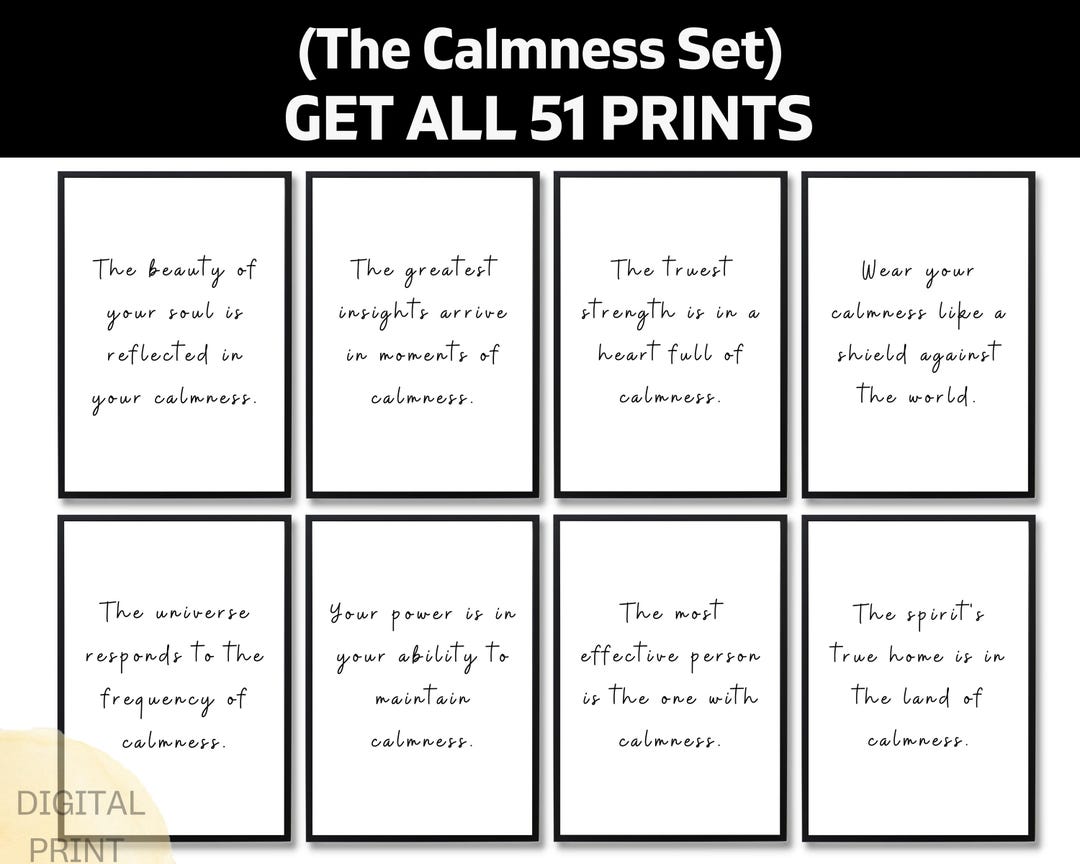 51 Calmness Quotes Wall Art, Printable Serene Decor, Peaceful Mind ...