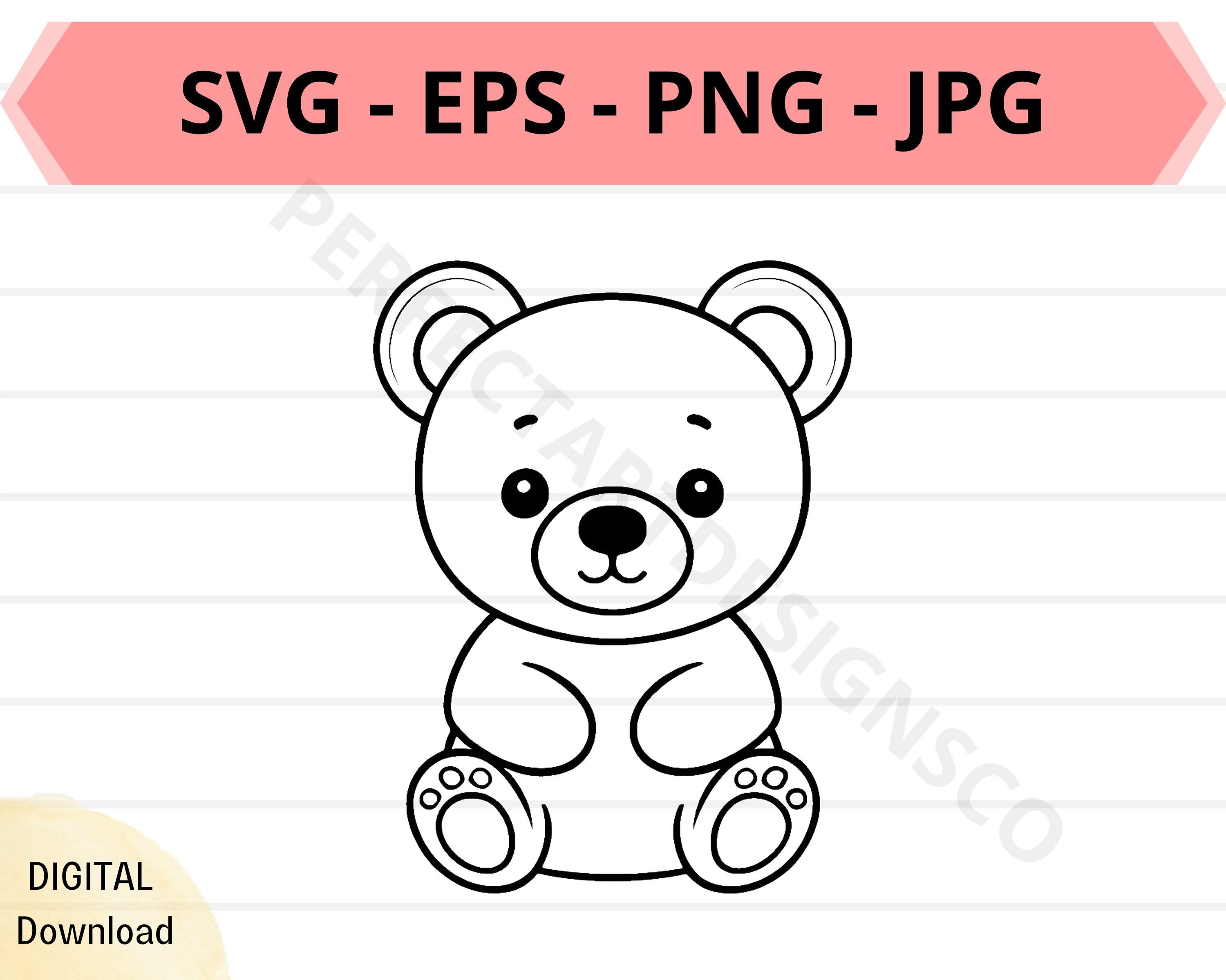 Cute Bear Svg File, Baby Bear Outline Svg, Bear Clipart Svg, Bear Svg ...