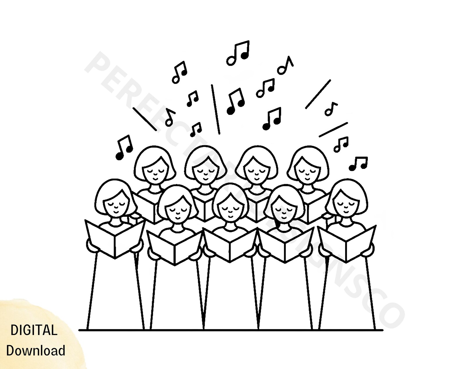 Singing Choir Outline Svg, Singing Choir Cricut Cutfile, Singing Choir ...