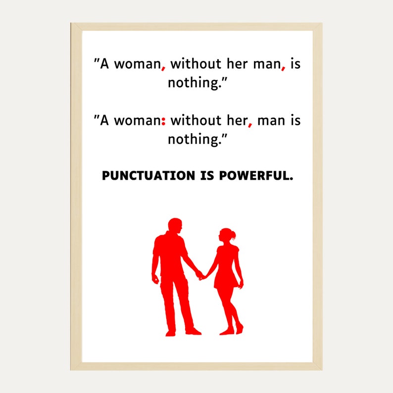 Punctuation Saves Lives Posters, Funny Grammar Poster Wall Art Set of 2 ...