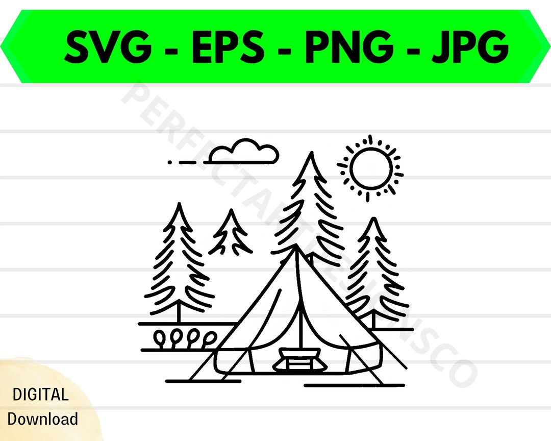 Campsite Svg File, Campsite Outline Svg, Campsite Clipart Svg, Campsite ...