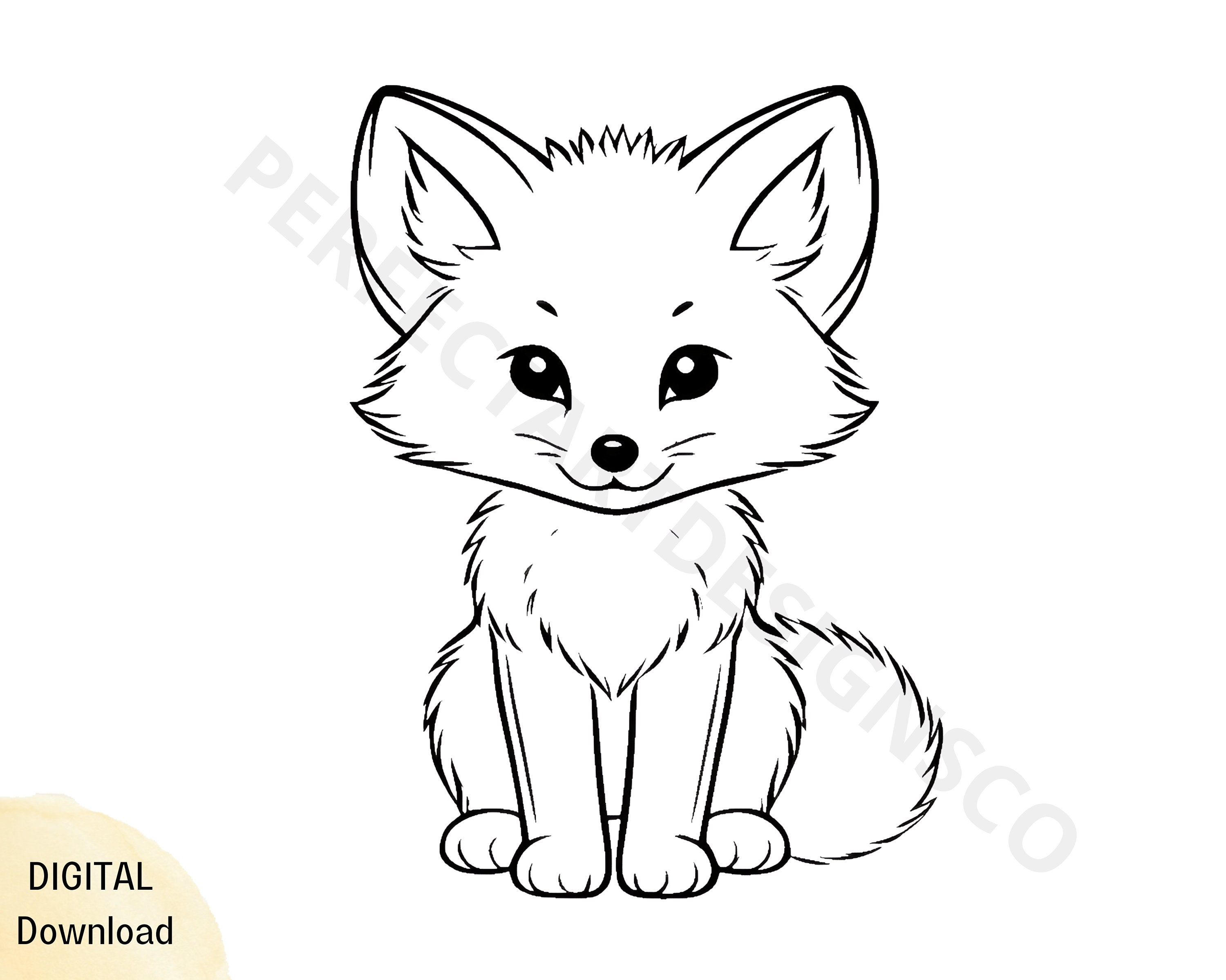 Cute Arctic Fox Svg File, Arctic Fox Outline Svg, Arctic Fox Clipart ...