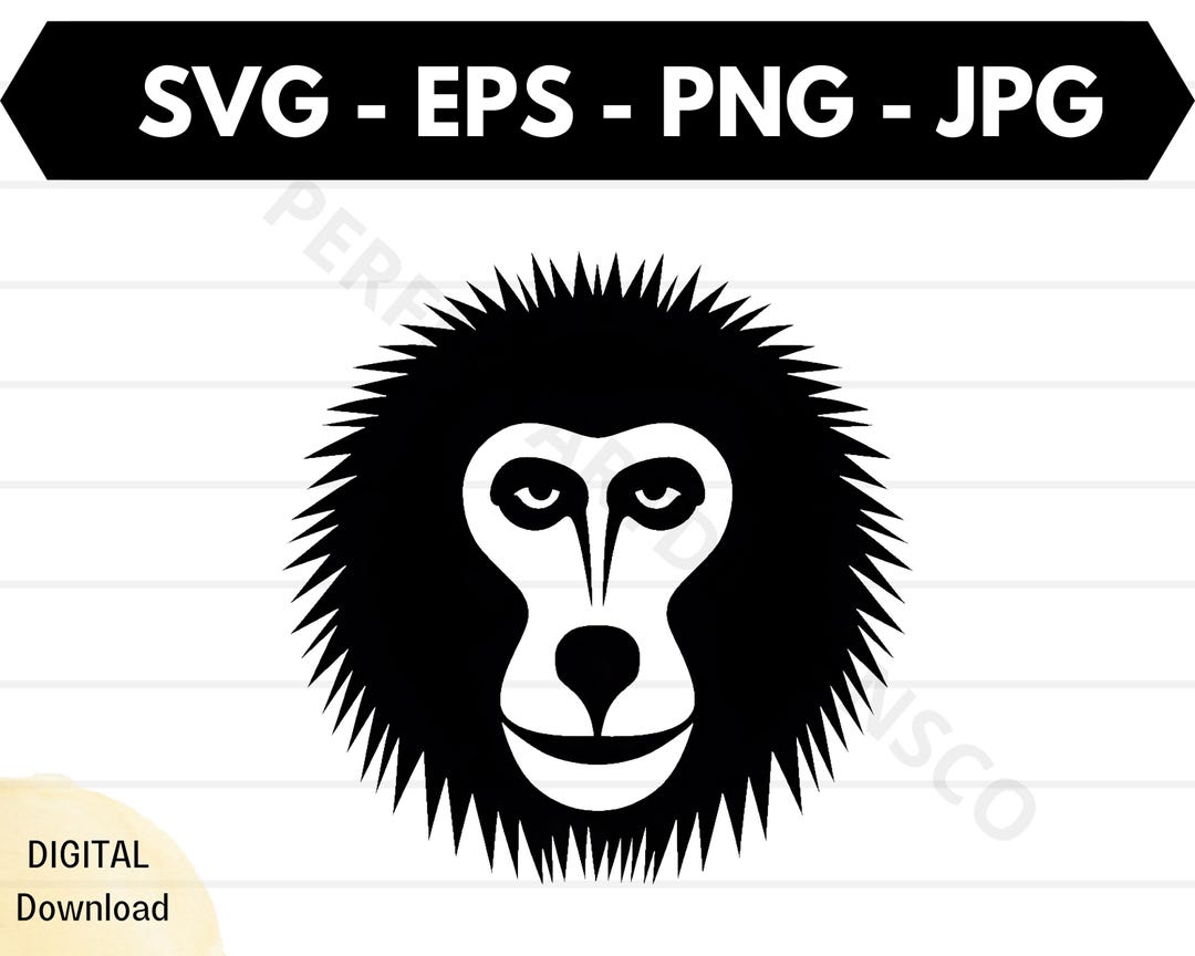 Baboon Face Silhouette Svg File, Baboon Face Cutting Svg File for ...