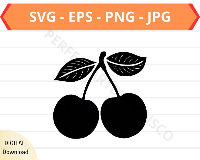 Cherry Outline Svg, Cherry Fruit Clipart, Cherry Svg for Shirt, Svg ...