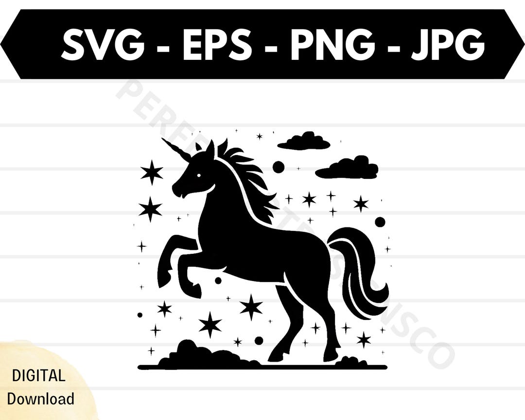 Unicorn Silhouette Svg File, Unicorn Outline Clipart Svg, Unicorn ...