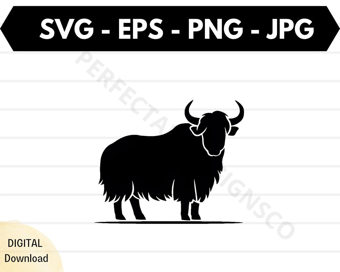 Yak Silhouette Svg File, Yak Cutting Svg File for Cricut, Yak Outline ...