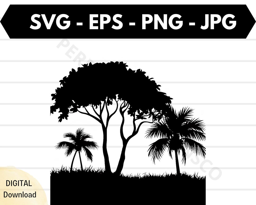 Jungle Trees Silhouette Svg File, Jungle Trees Cutting Svg File for ...