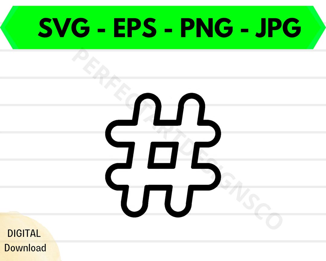 Hashtag Outline Svg, Hashtag Cricut Cutfile, Hashtag Shirt Design ...
