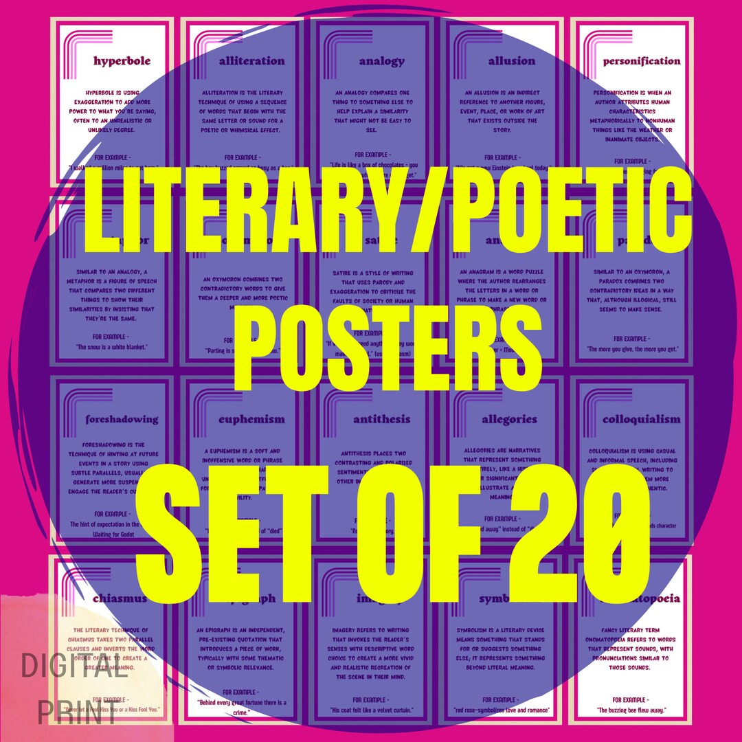 LITERARY DEVICE POSTERS Set of 20 English Classroom Decor - Etsy