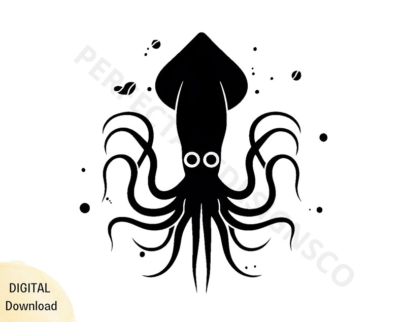 Squid Silhouette Svg File, Squid Cutting Svg File for Cricut, Squid ...