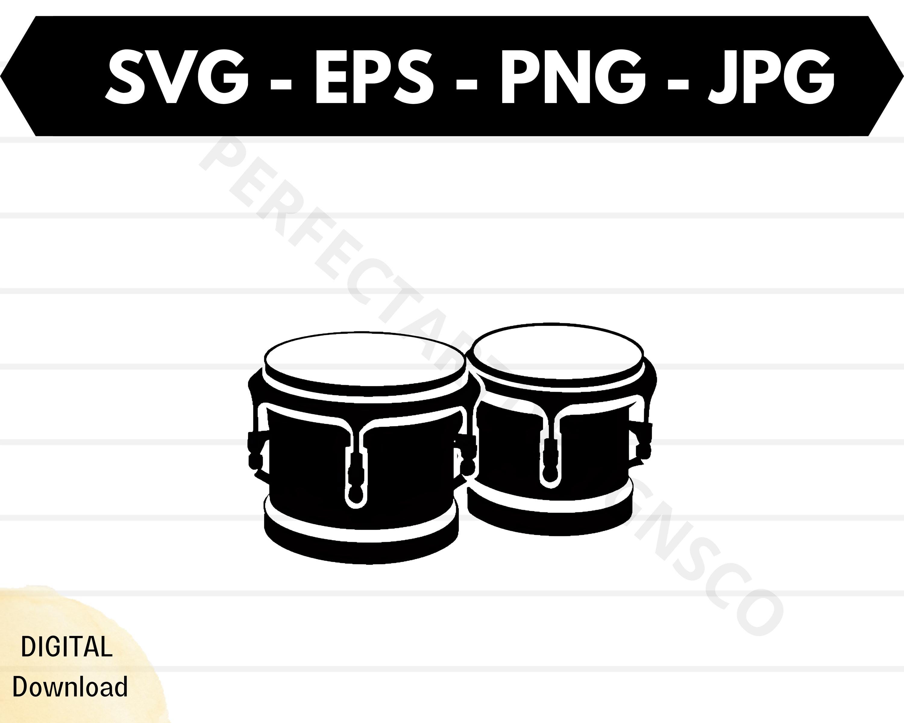 Bongo Drum Silhouette Svg File, Bongo Drum Cutting Svg File for Cricut ...