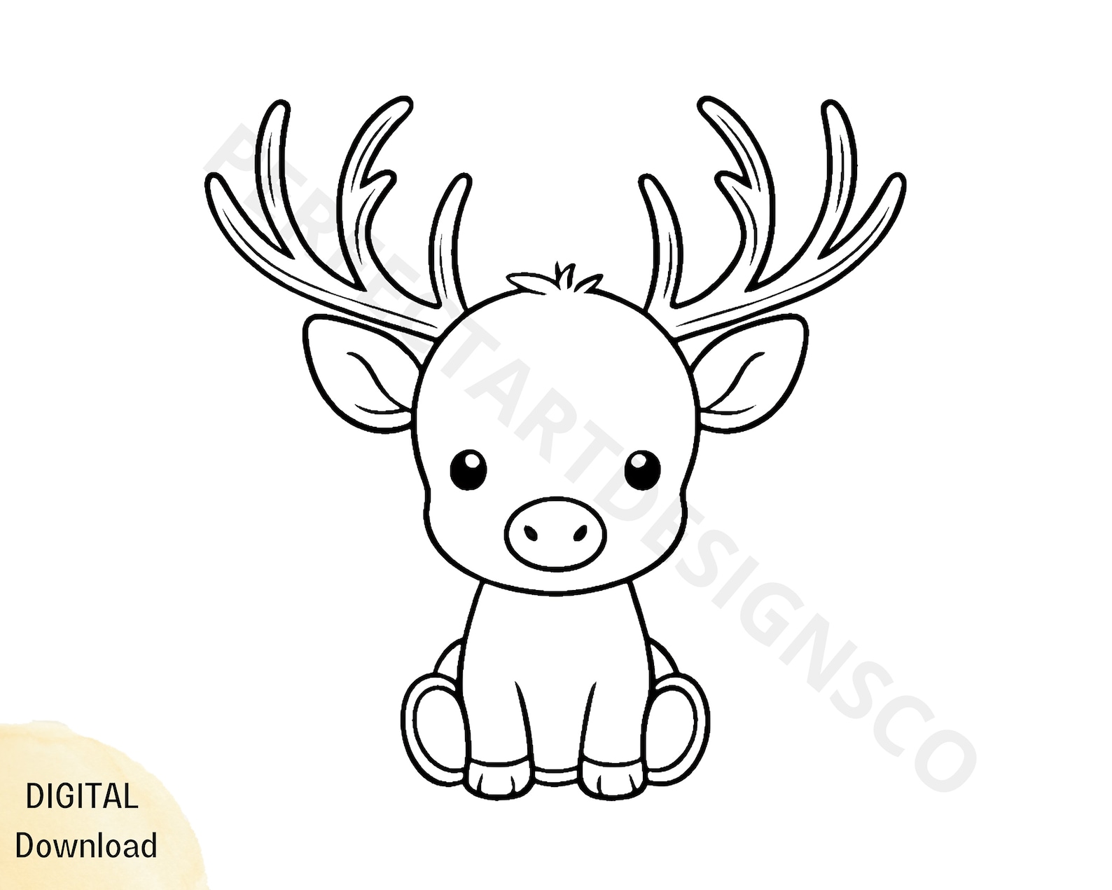 Cute Elk Svg File, Baby Elk Outline Svg, Elk Clipart Svg, Elk Svg Cut ...