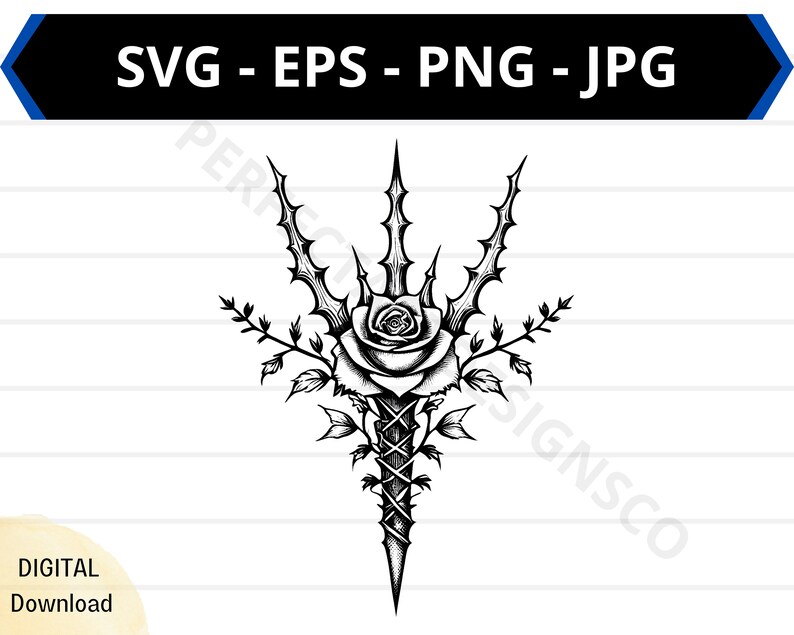Thorn Tattoo Illustration Svg, Thorn Svg File for Cricut and Silhouette ...