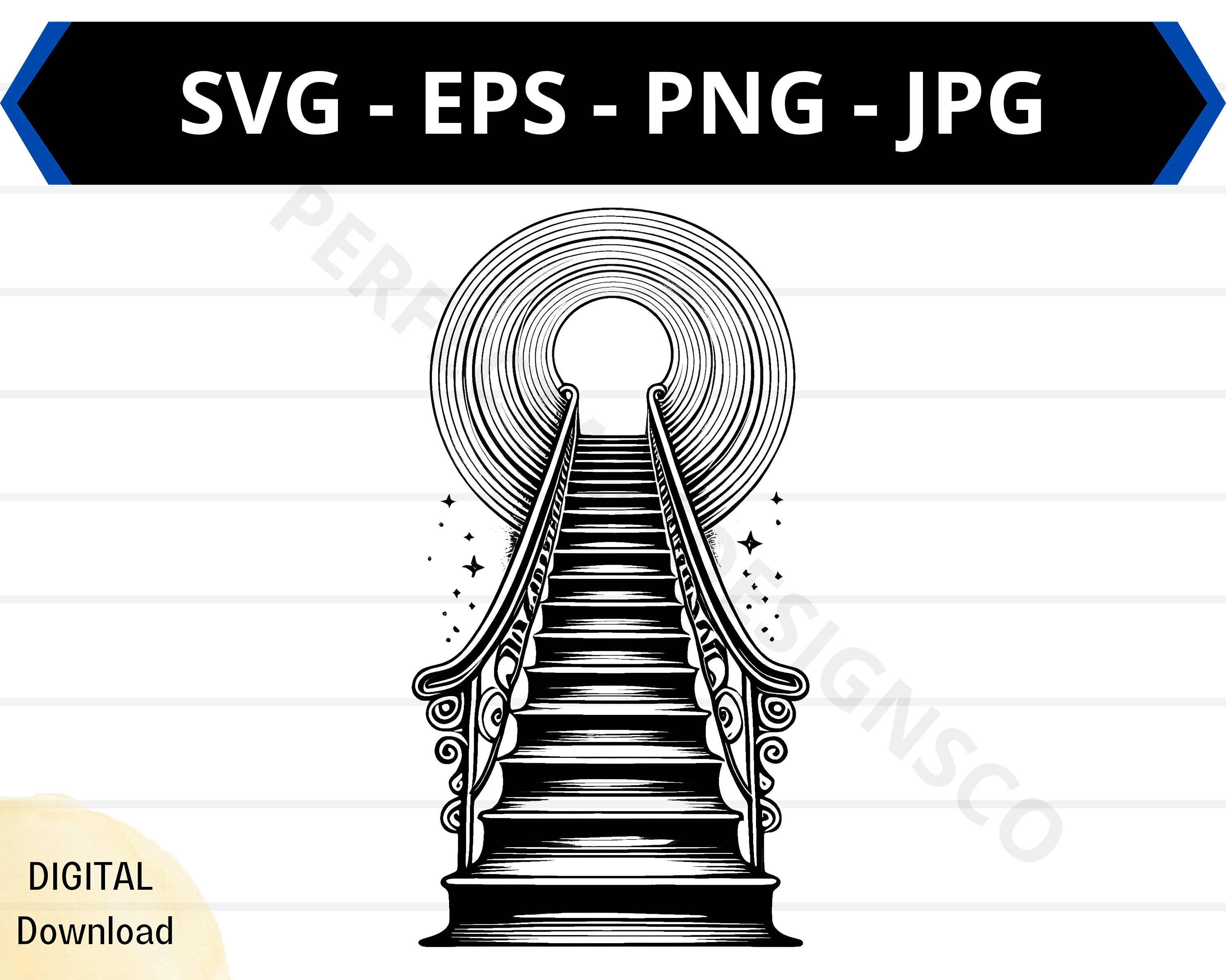 Stairway Tattoo Illustration Svg, Stairway Svg File for Cricut and ...