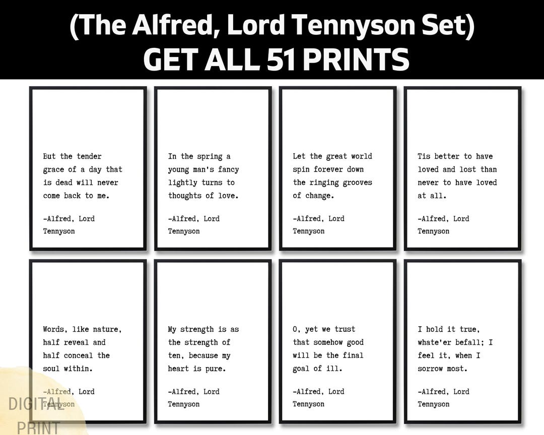 51 Alfred Lord Tennyson Quotes, Victorian Poet Wall Art, Printable ...