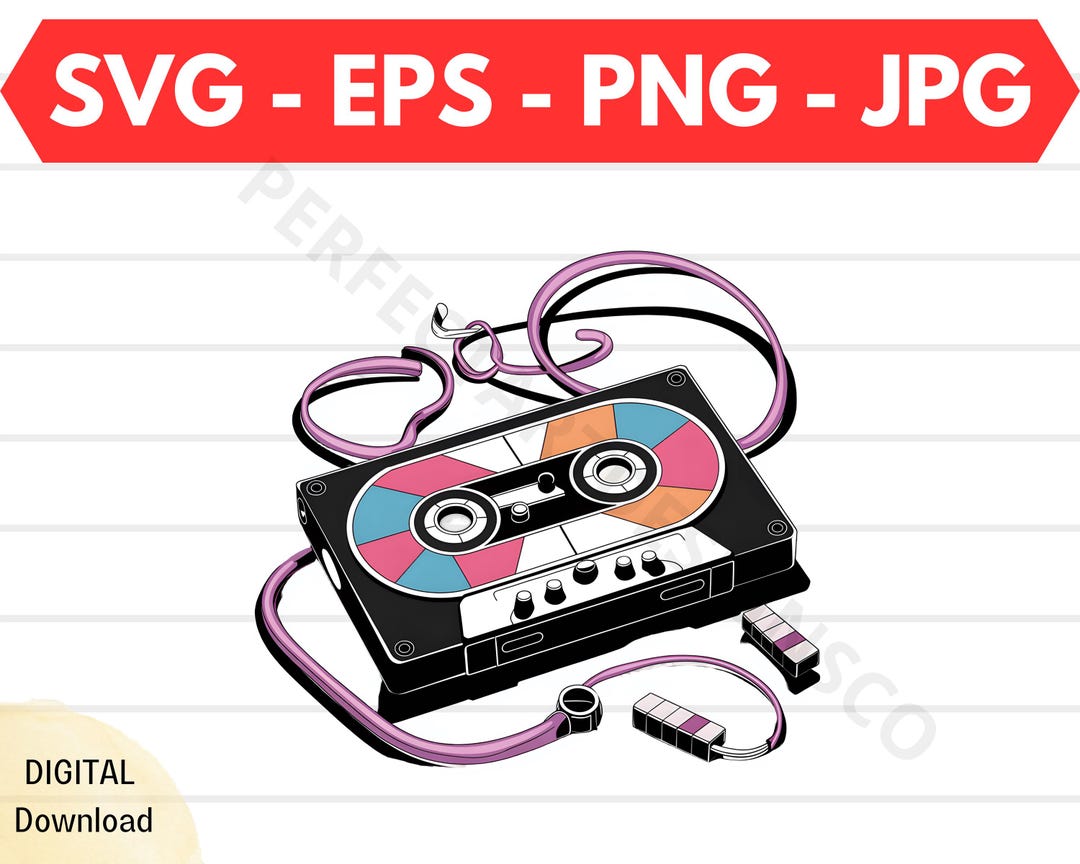 Mix Tape Svg File for Cricut, Silhouette, Mix Tape Clip Art, Mix Tape ...