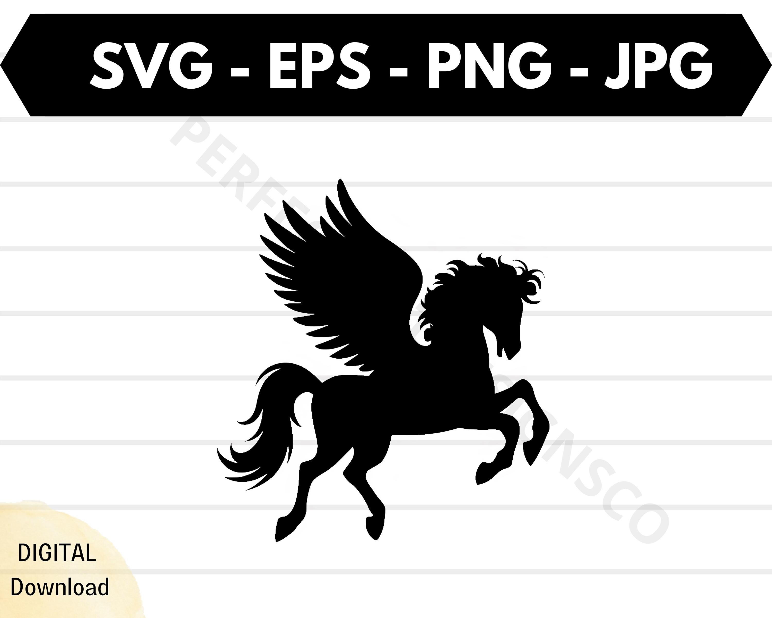 Pegasus Silhouette Svg, Pegasus Outline, Pegasus Cricut, Pegasus Printable, Pegasus Laser Cut ...
