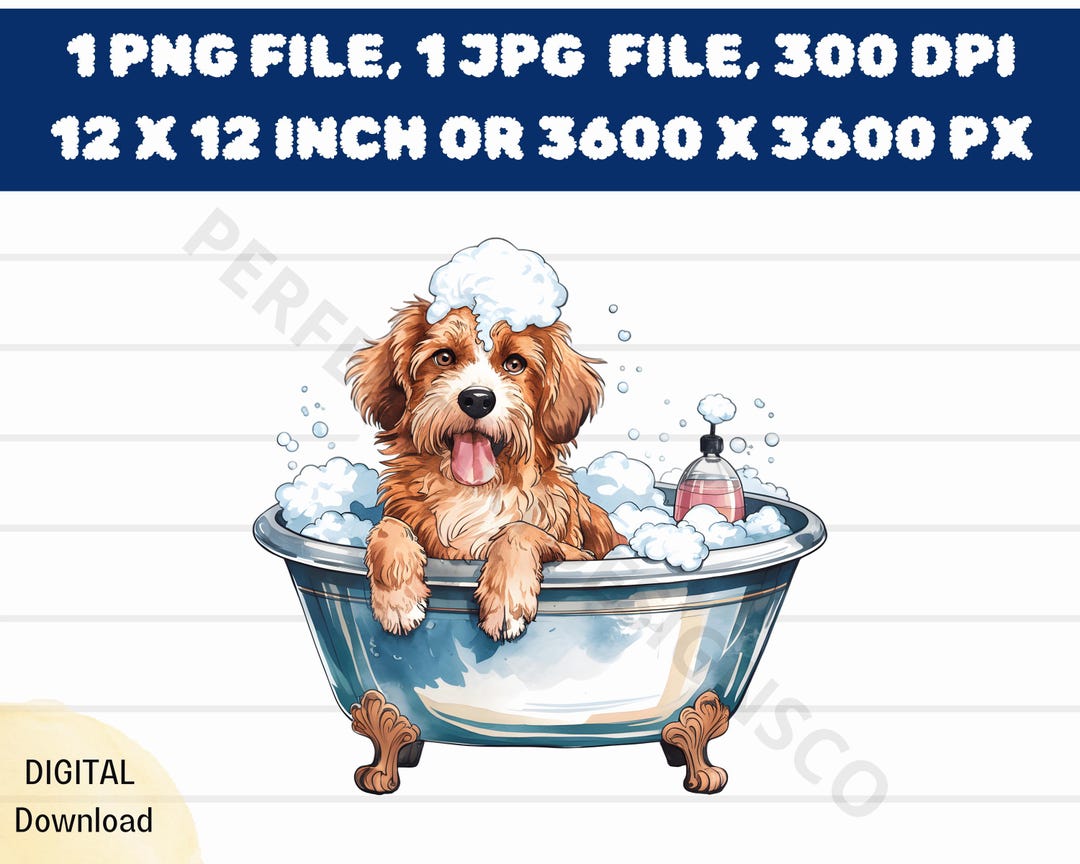 Dog Bubble Bath Watercolor Clipart, Dog Bubble Bath Watercolor Png ...