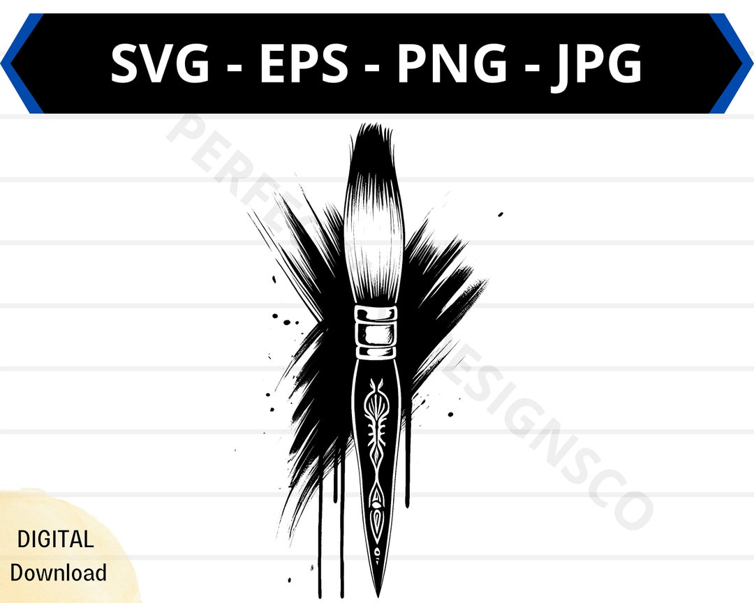 Paintbrush Tattoo Illustration Svg, Paintbrush Svg File for Cricut and ...
