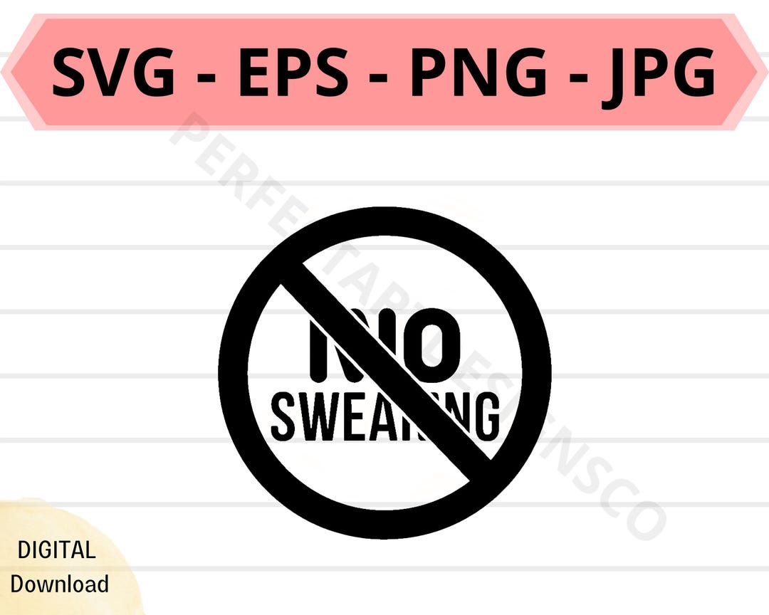 No Swearing Icon Svg Cut File for Cricut, Silhouette, No Swearing Sign ...