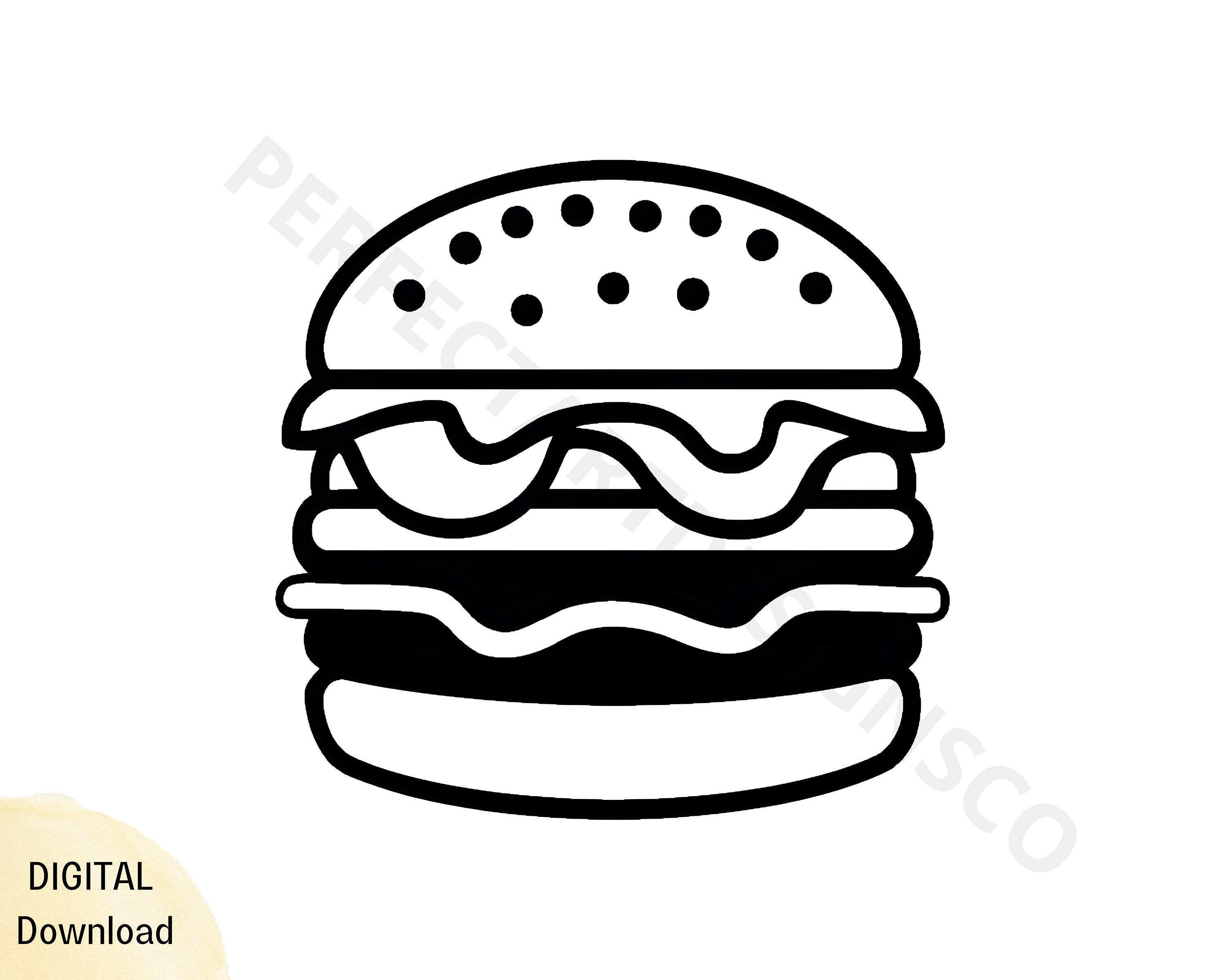 Burger Outline Svg, Burger Clipart, Burger Svg for Shirt, Svg File for ...