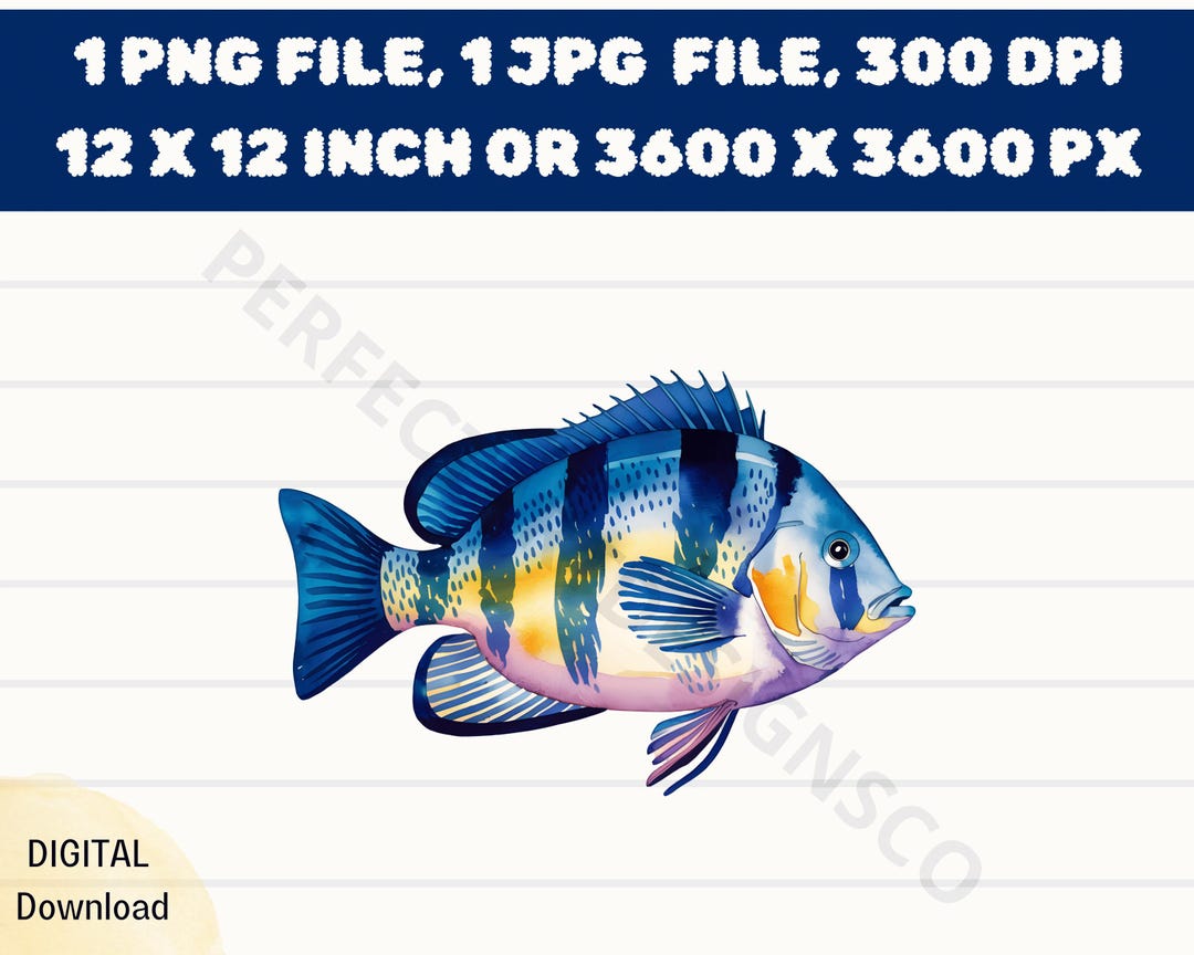 Blue Fish Printable Watercolor Clipart, Blue Fish High Quality ...