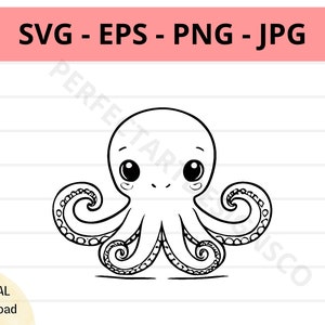 Cute Octopus Svg File, Baby Octopus Outline Svg, Octopus Clipart Svg ...