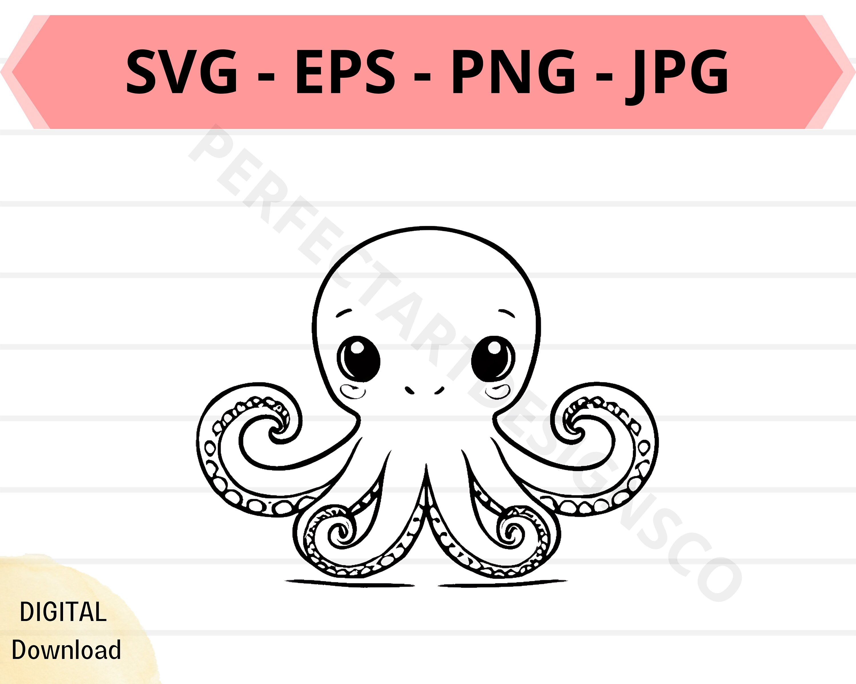 Cute Octopus Svg File, Baby Octopus Outline Svg, Octopus Clipart Svg ...