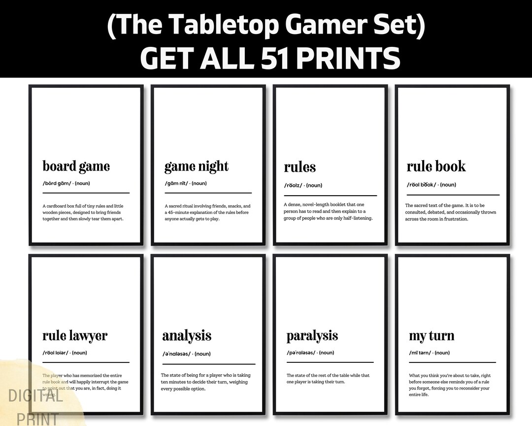 Tabletop Gamer Funny Definition, Board Game Geek Gift, Sarcastic RPG ...