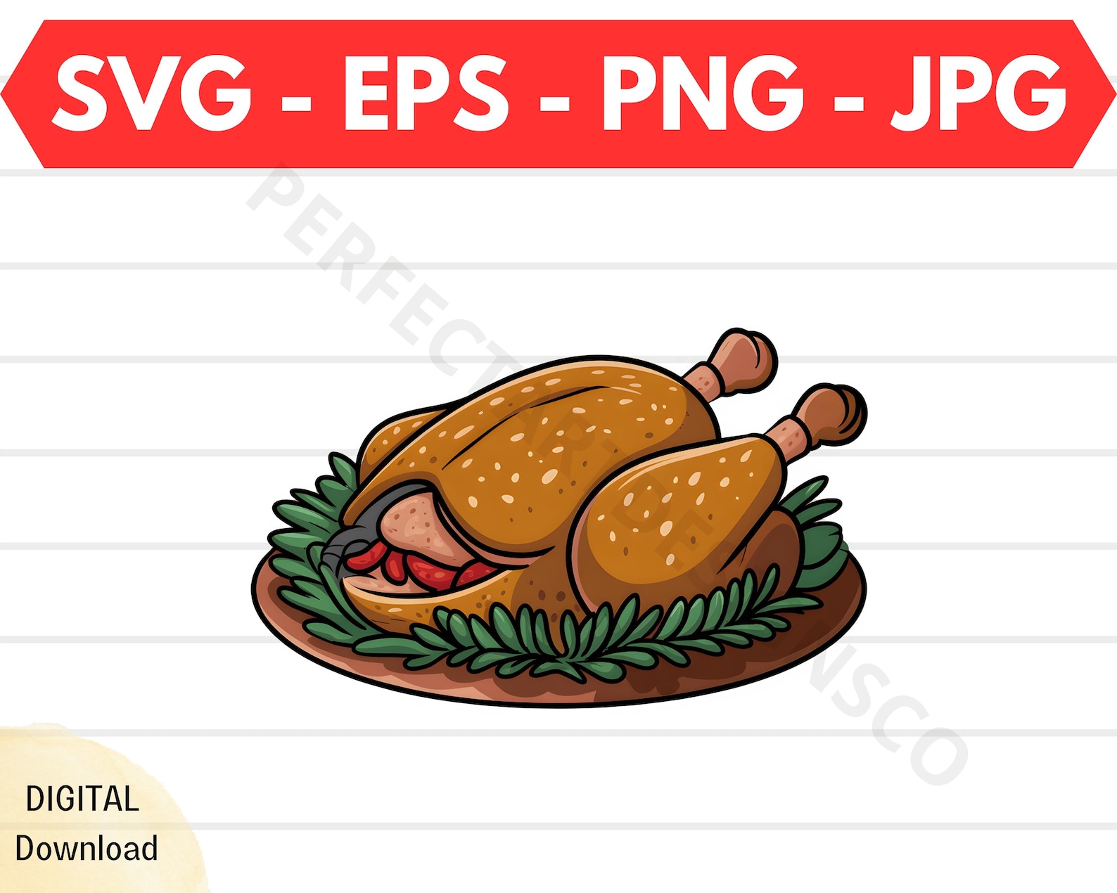 Cooked Chicken Svg File for Cricut, Silhouette, Cooked Chicken Clip Art ...