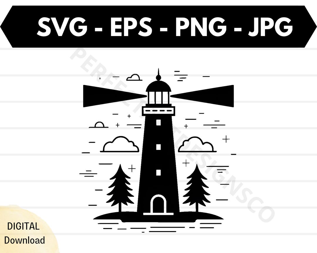 Lighthouse Silhouette Svg File, Lighthouse Outline Clipart Svg ...