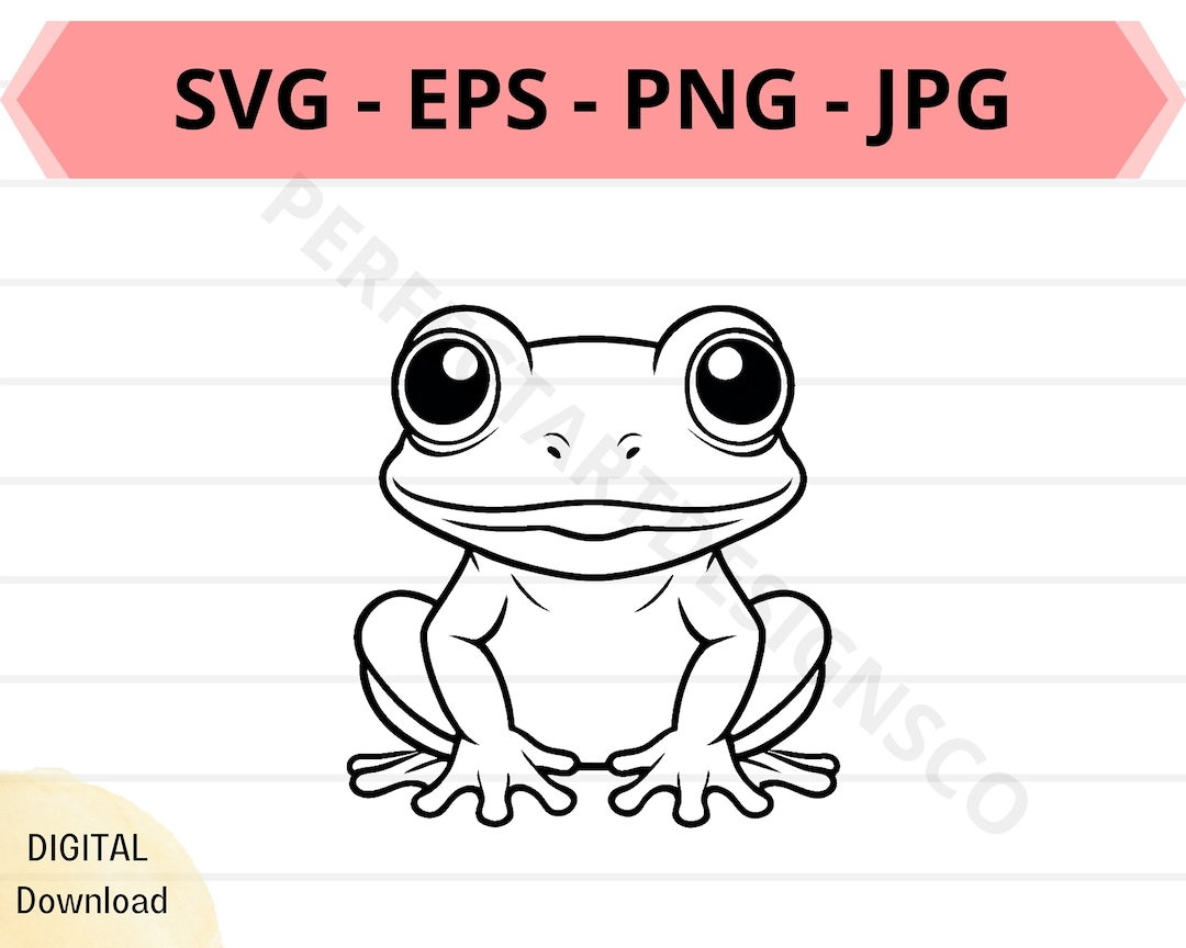 Cute Frog Svg File, Baby Frog Outline Svg, Frog Clipart Svg, Frog Svg ...