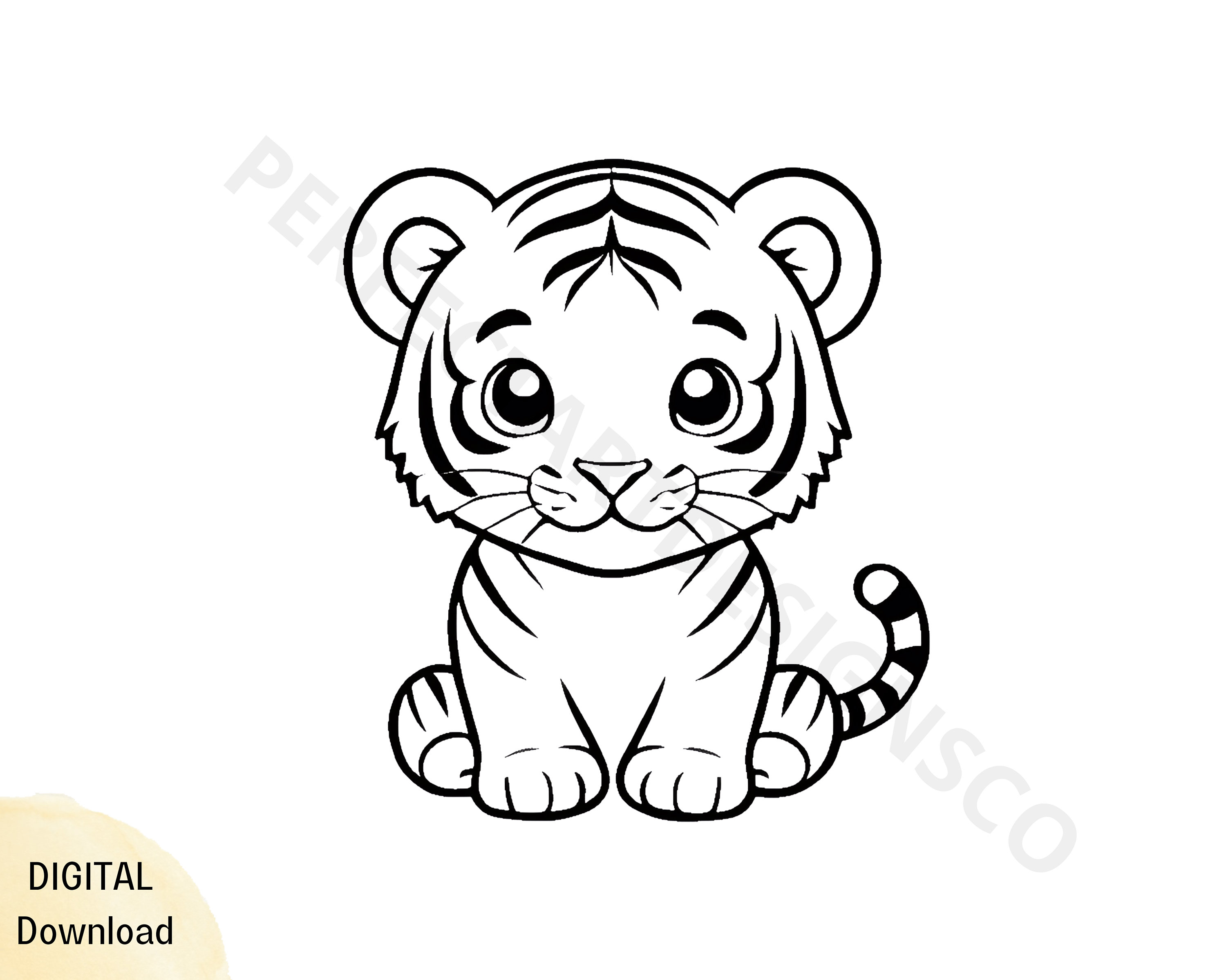 Cute Tiger Cub Svg File, Baby Tiger Cub Outline Svg, Tiger Cub Clipart ...