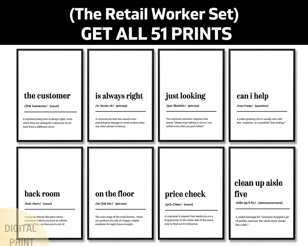 Retail Worker Funny Definition Print, Customer Service Humor, Funny ...