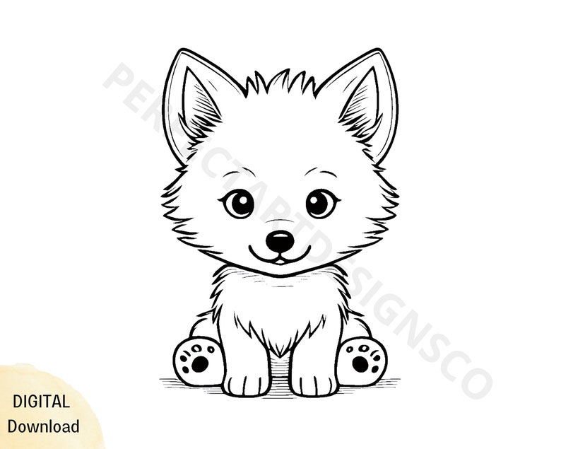Cute Wolf Svg File, Baby Wolf Outline Svg, Wolf Clipart Svg, Wolf Svg ...